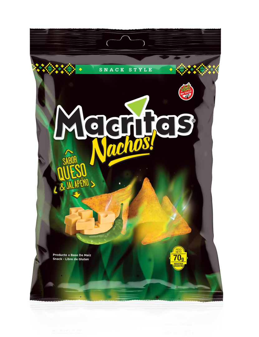 Nachos Macritas Queso y Jalapeño Bolsa 70 Grs | Chitarroni S.A