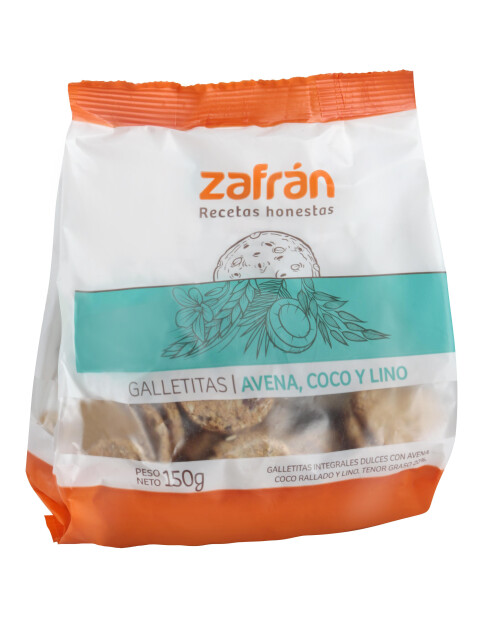 Galletita Zafran Integral Avena Coco y Lino 150 grs | Chitarroni S.A